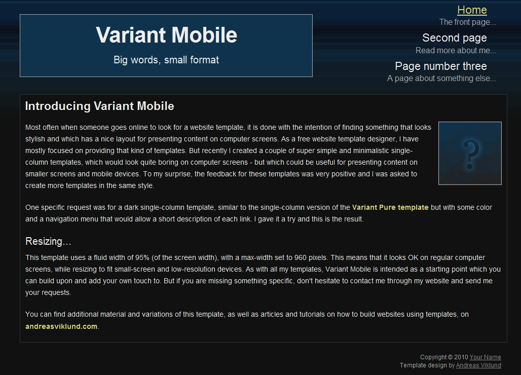New template: Variant Mobile | andreasviklund.com