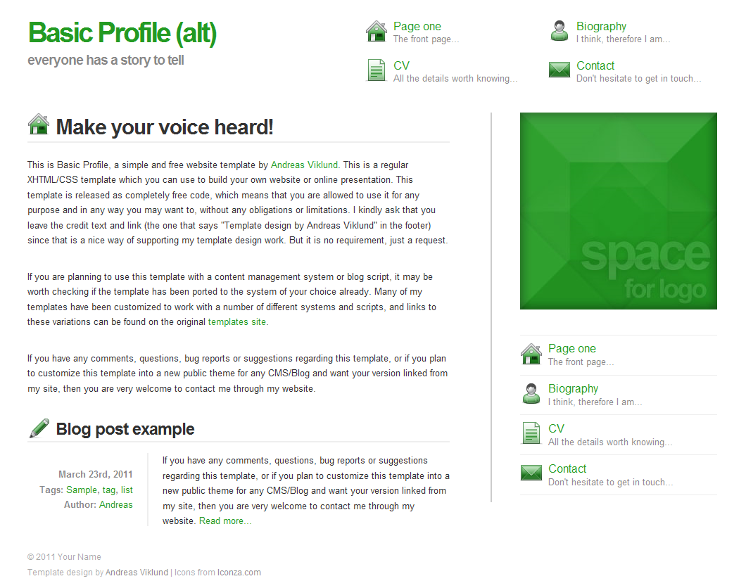 Basic Profile alternate version screenshot | andreasviklund.com